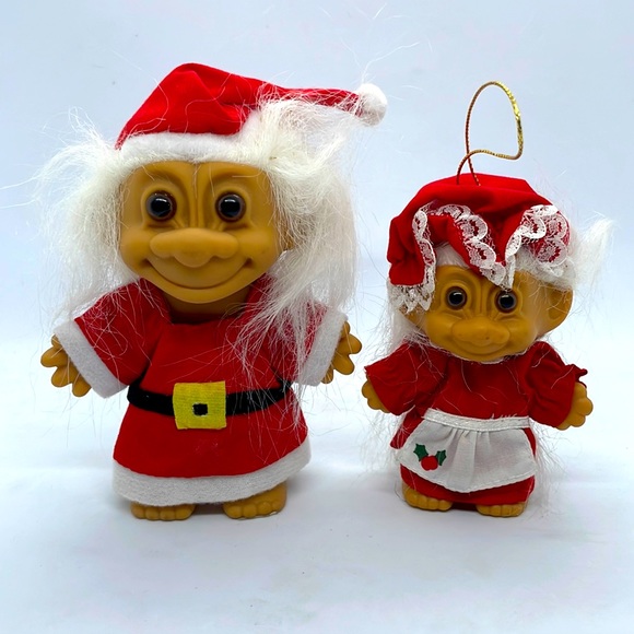 Russ | Holiday | Russ Christmas Trolls Set Of 2 5 And 4 Tan With Red ...